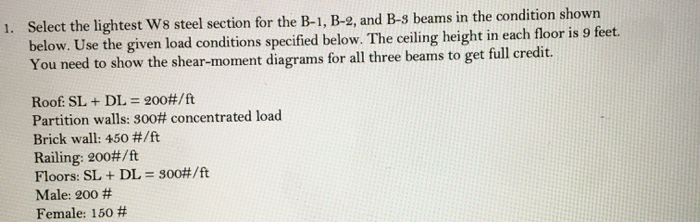 1. Select the lightest W8 steel section for the B-1, | Chegg.com