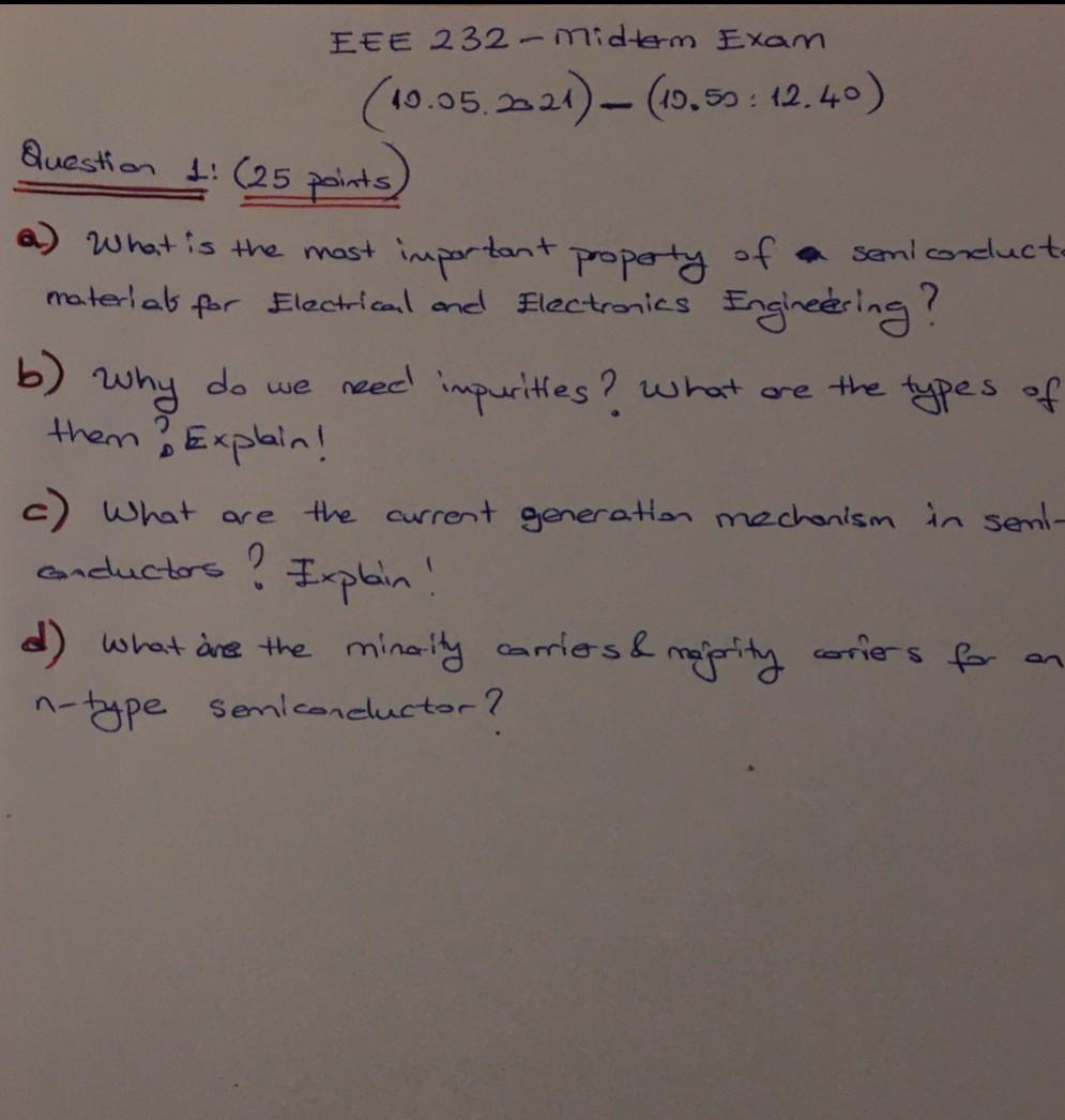 Solved EEE 232 - Midterm Exam (19.05.2021) – (19.5: 12.40) | Chegg.com