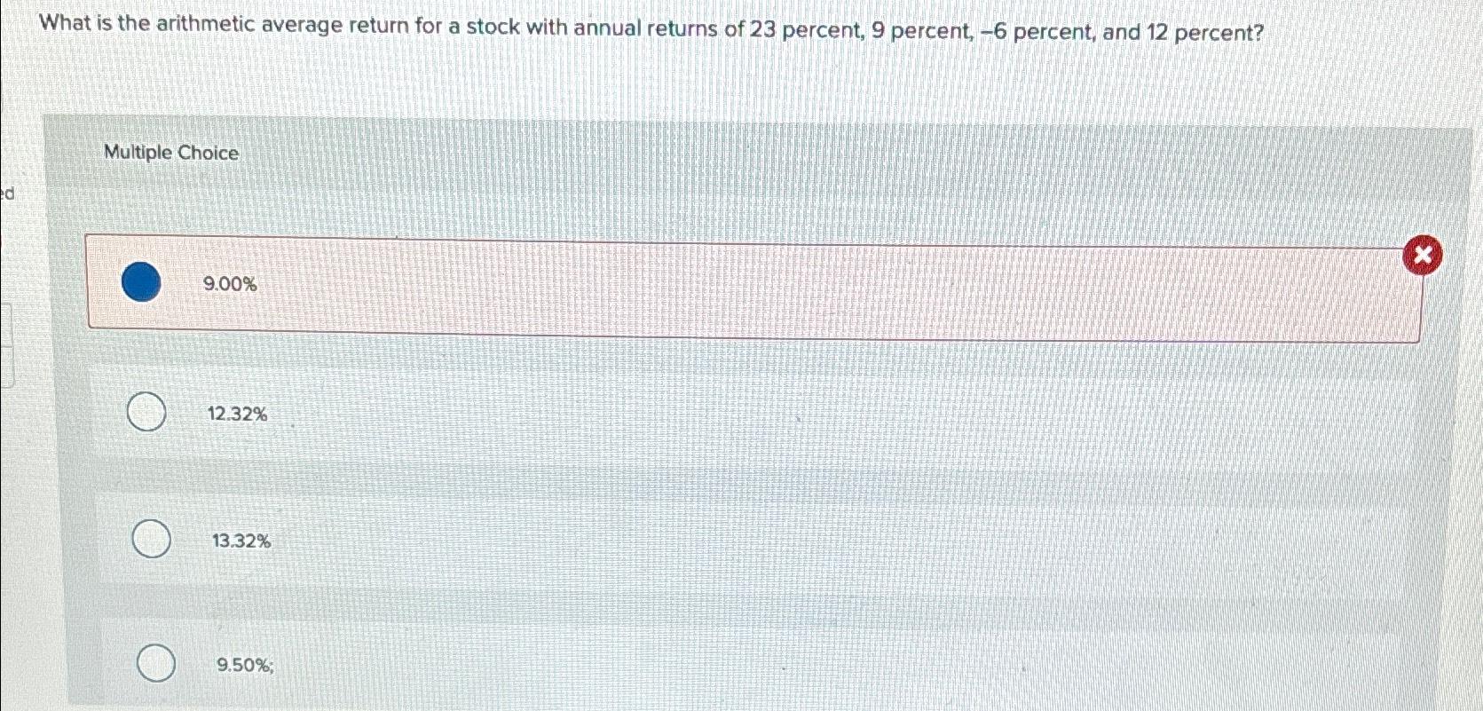 Solved What is the arithmetic average return for a stock | Chegg.com