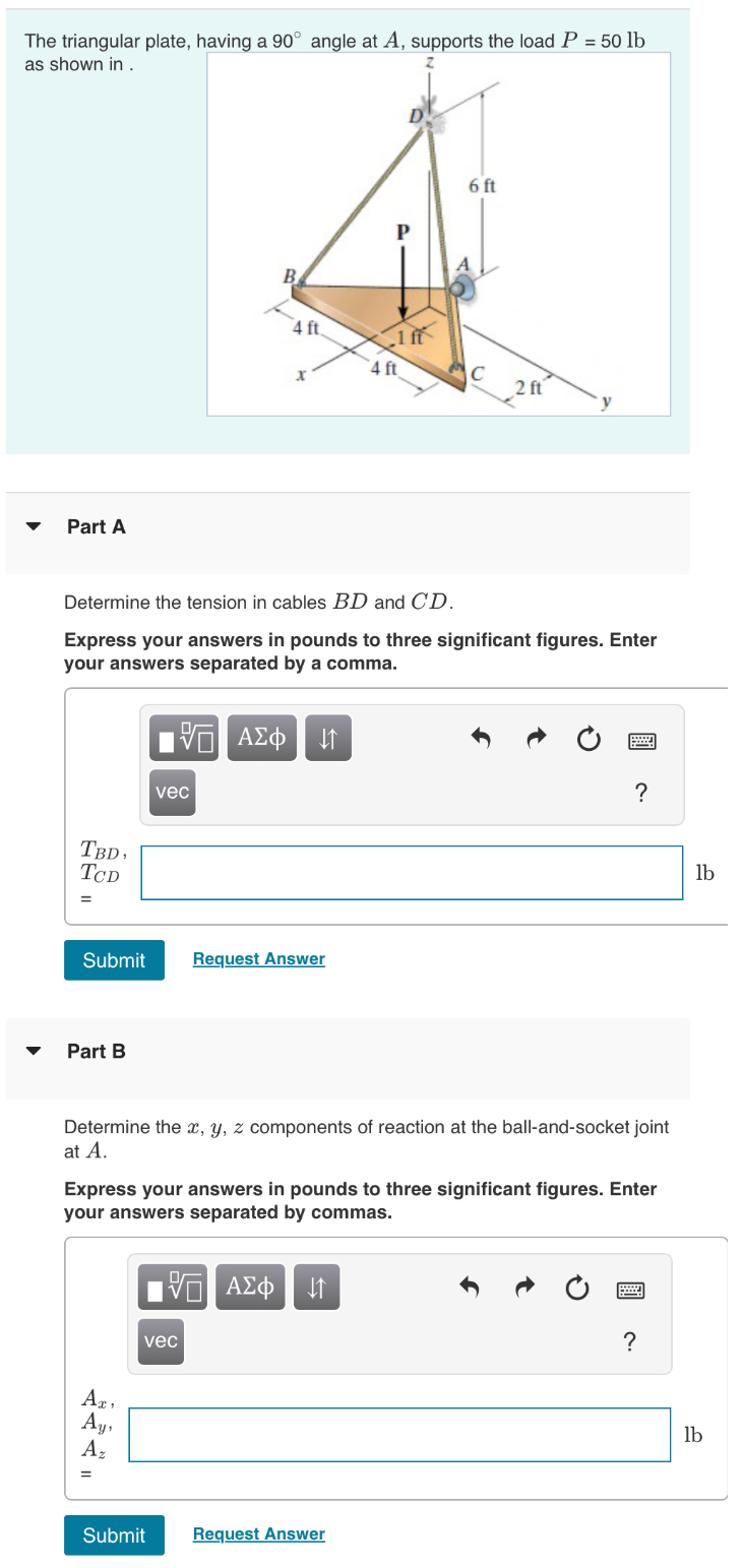 Solved The triangular plate, having a 90° ﻿angle at A, | Chegg.com