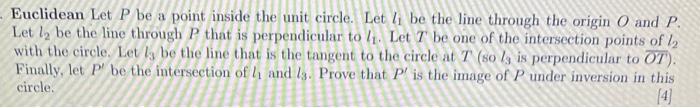 Solved Euclidean Let P be a point inside the unit circle. | Chegg.com