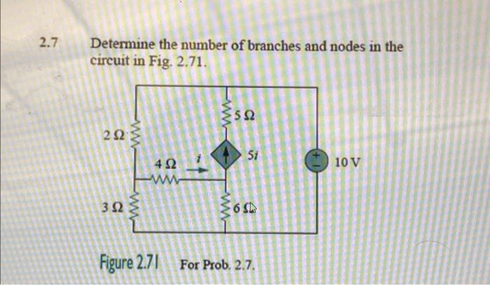 Solved 2.7 Determine the number of branches and nodes in the | Chegg.com
