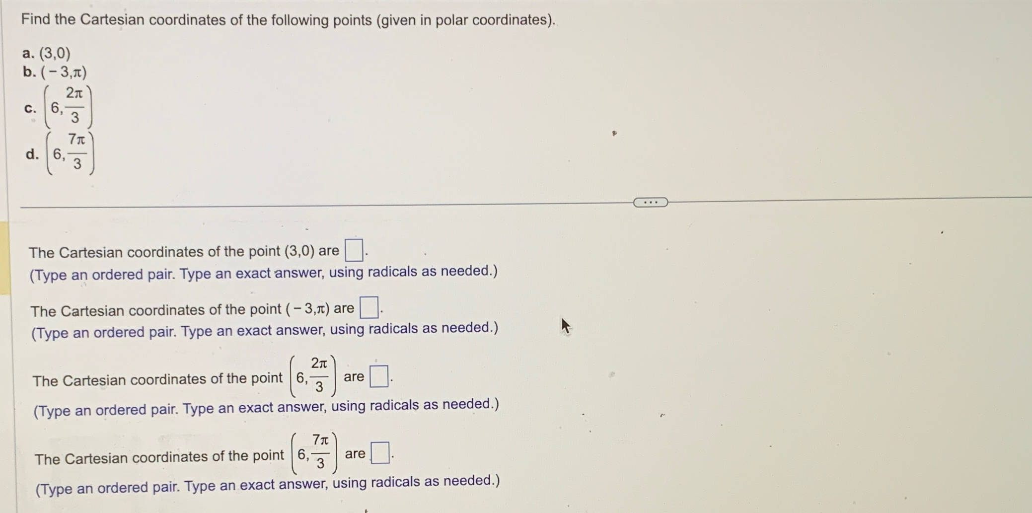 Solved Find the Cartesian coordinates of the following | Chegg.com