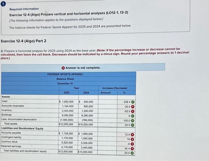 Solved Required information Exercise 12-4 (Algo) Prepare | Chegg.com