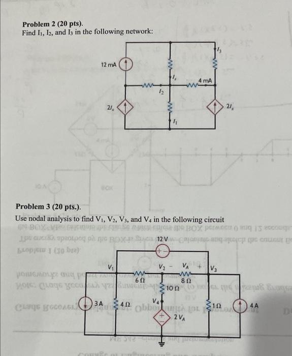 Problem 2 (20 pts). Find I1,I2, and I3 in the | Chegg.com Problem 2 (20 pts). Find I1,I2, and I3 in the | Chegg.com
