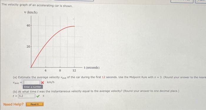 Solved The velocity graph of an accelerating car is shown. | Chegg.com