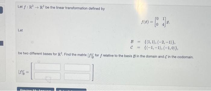 Solved Let f:R2→R2 be the linear transformation defined by | Chegg.com