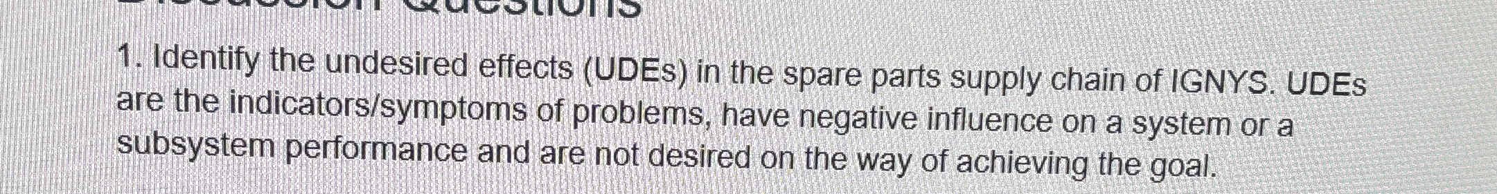 Solved Identify the undesired effects (UDEs) ﻿in the spare | Chegg.com