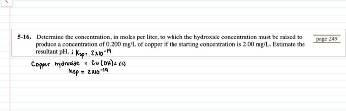 Solved 5-16. Determine the concentration, in moles per | Chegg.com