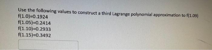 Solved Use The Following Values To Construct A Third 2054