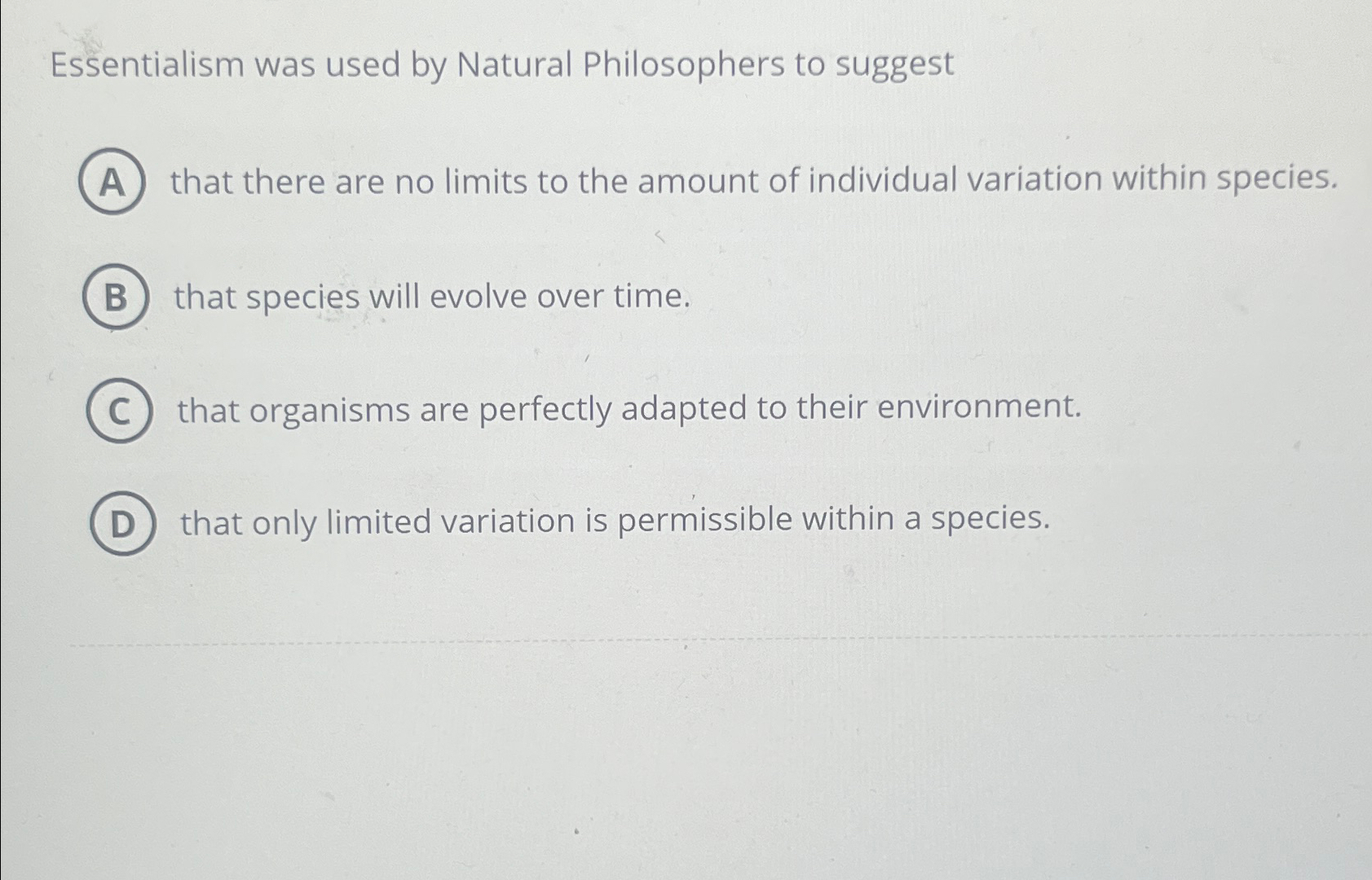 Solved Essentialism was used by Natural Philosophers to | Chegg.com