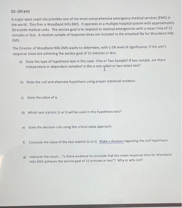 Solved Q1: (30 pts) A major west coast city provides one of | Chegg.com