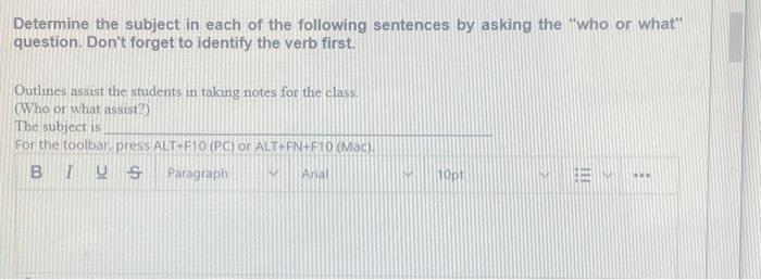 Determine the subject in each of the following | Chegg.com
