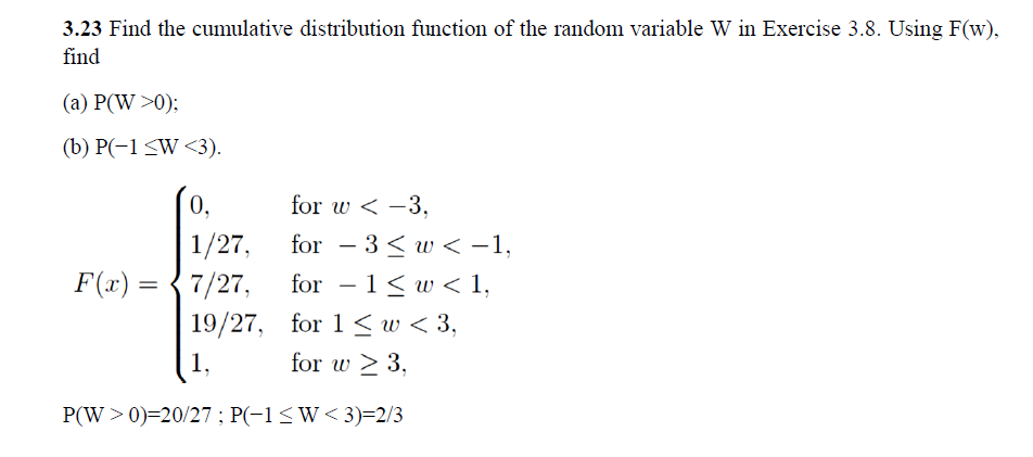 Solved 3.23 ﻿Find the cumulative distribution function of | Chegg.com