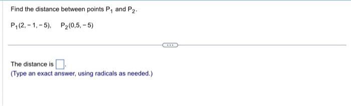 Solved Find the distance between points P1 and P2. | Chegg.com