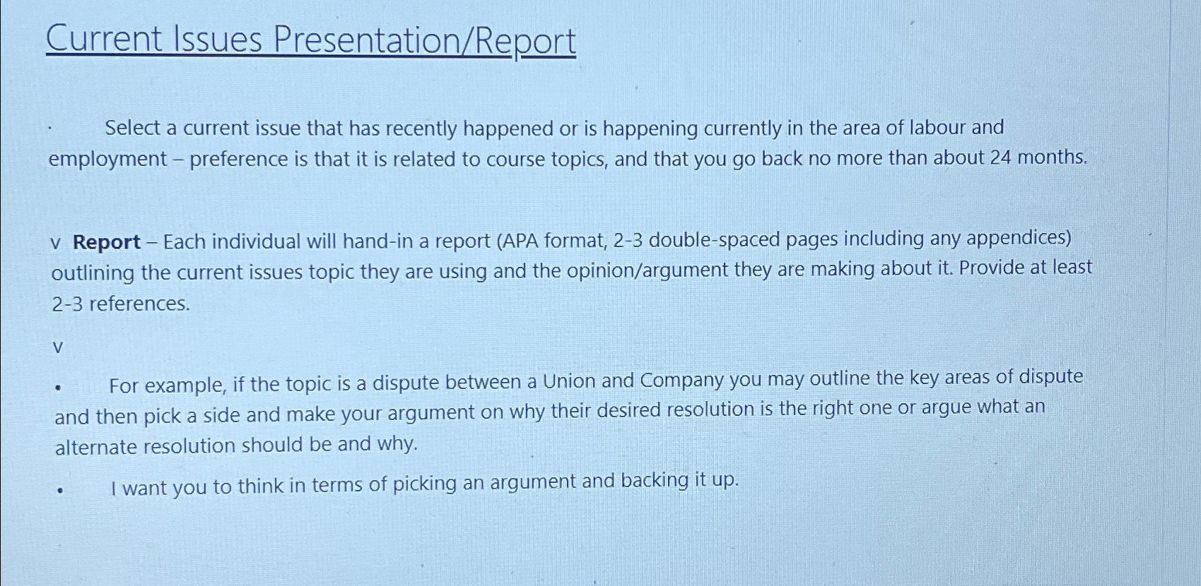 Solved Current Issues Presentation/ReportSelect a current | Chegg.com