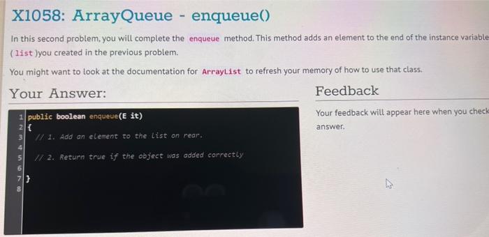 Solved In this second problem, you will complete the enqueue | Chegg.com