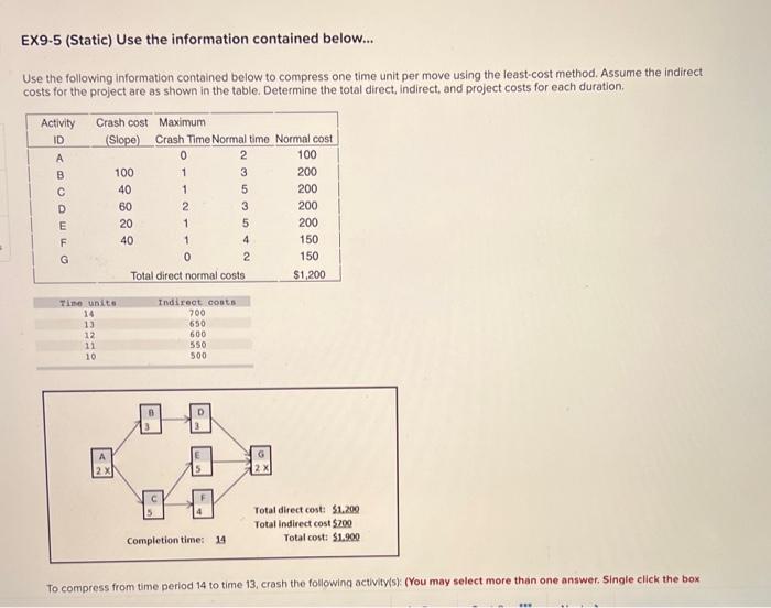 Solved EX9.5 (Static) Use the information contained below... | Chegg.com