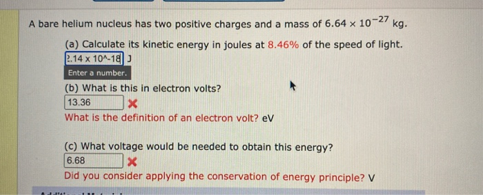 Solved A bare helium nucleus has two positive charges and a | Chegg.com