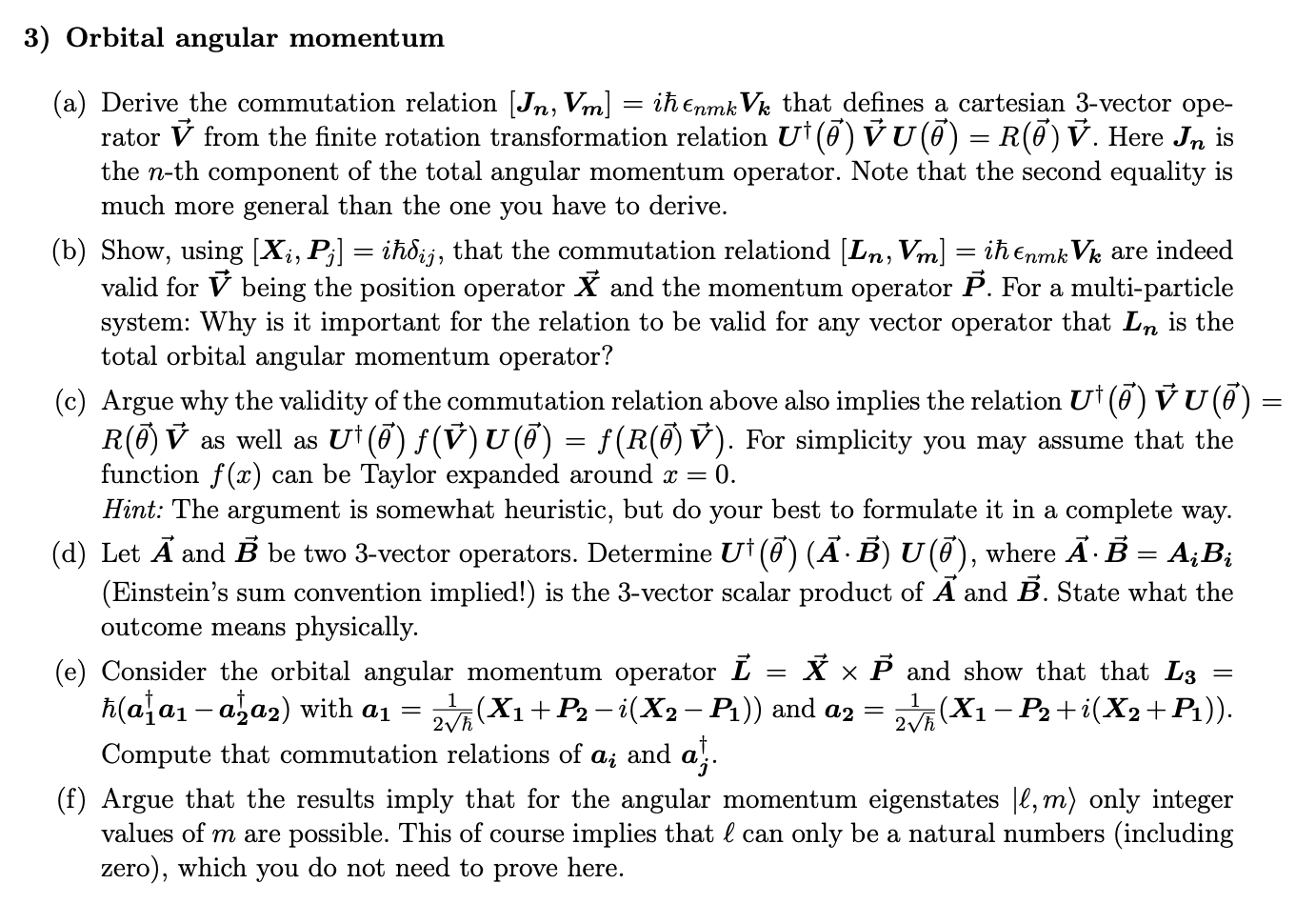 Orbital angular momentum(a) ﻿Derive the commutation | Chegg.com