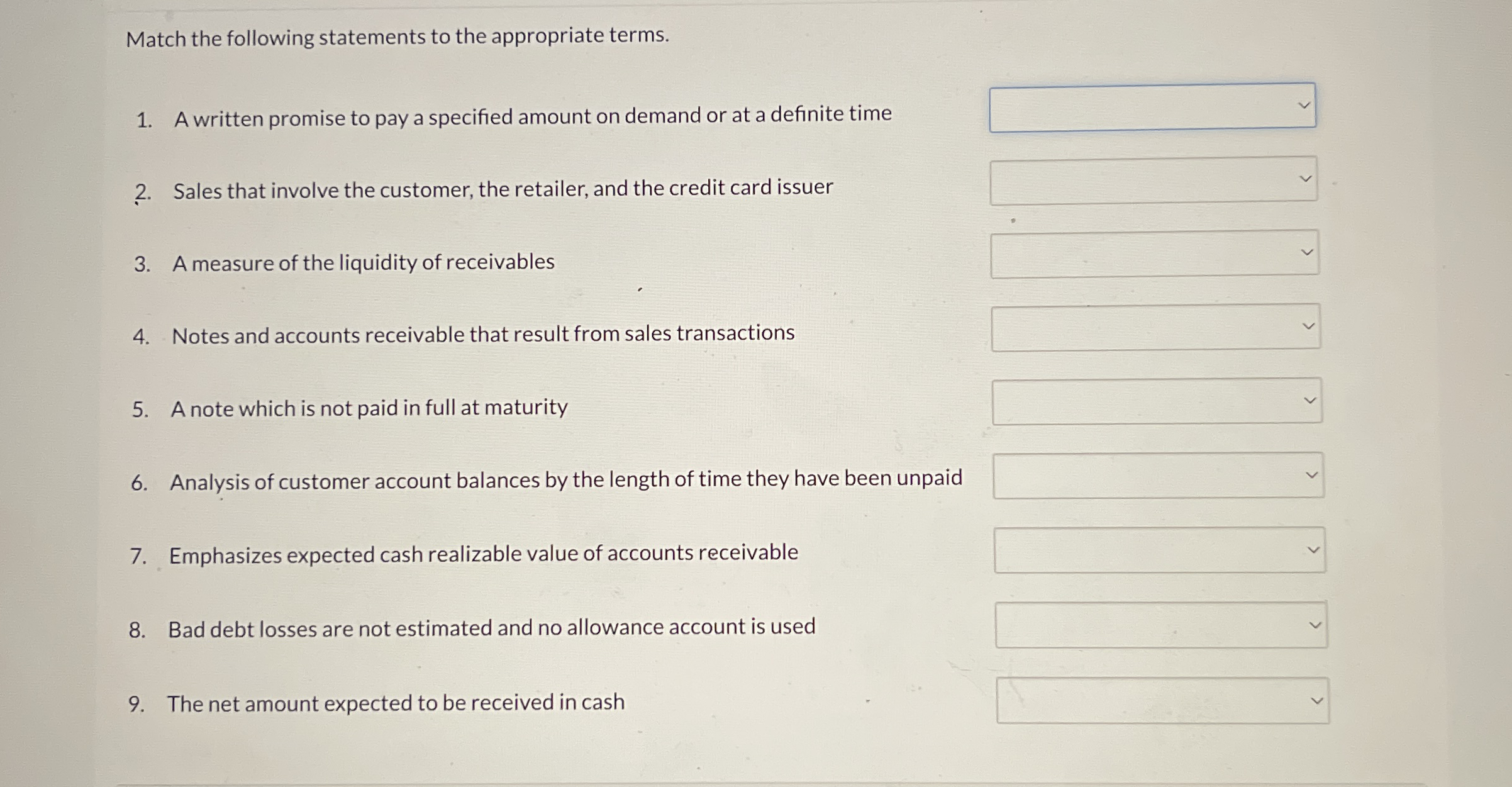 Solved Match the following statements to the appropriate | Chegg.com
