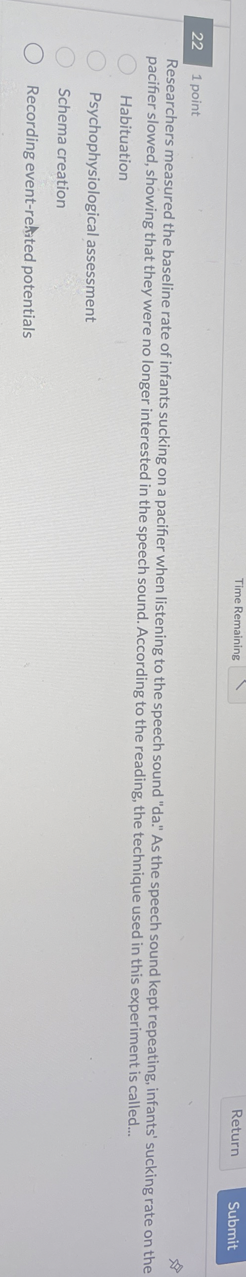 Solved Time RemainingReturn1 ﻿pointResearchers measured the | Chegg.com