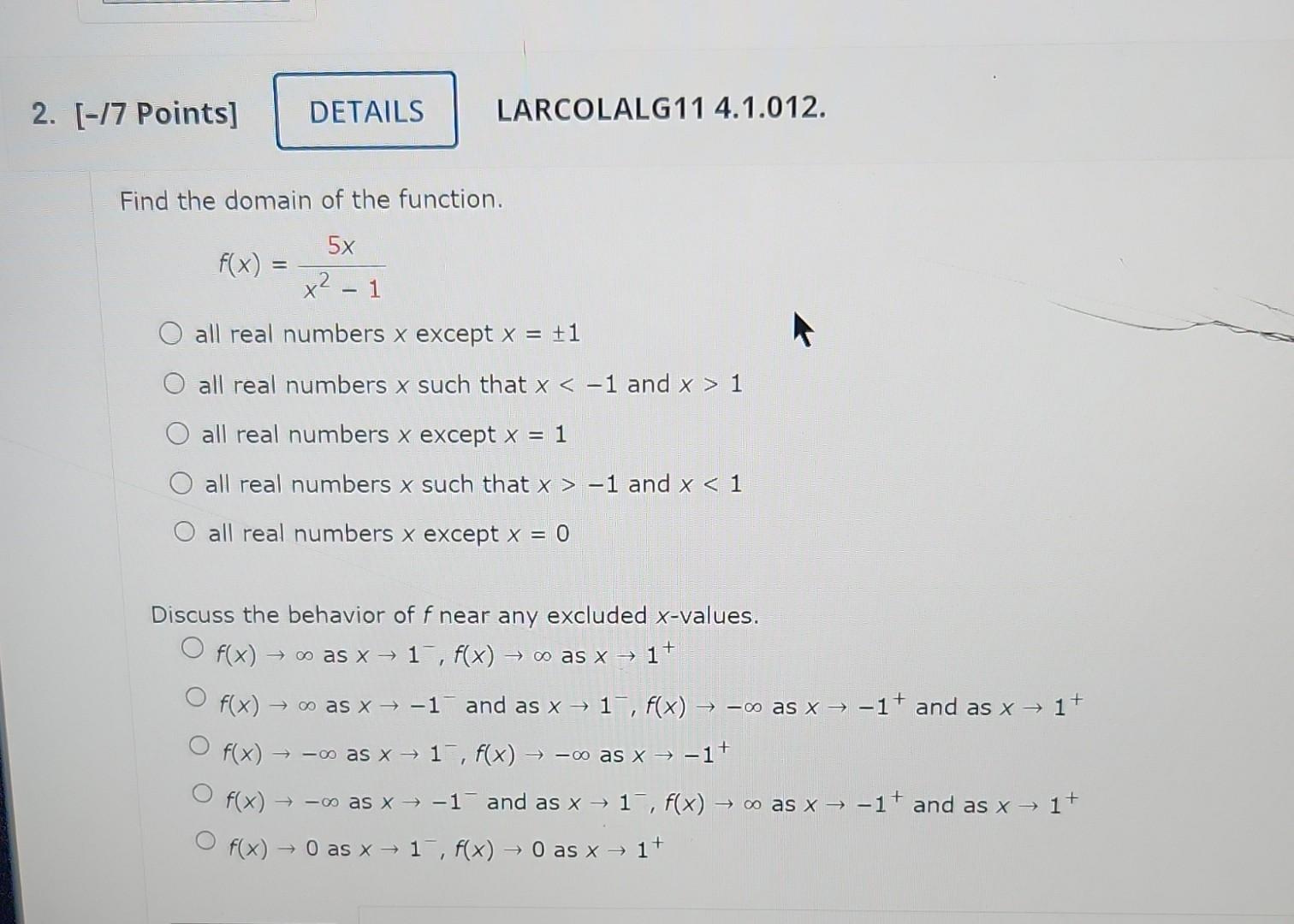 Solved Find The Domain Of The Function F X X2−15x All Real