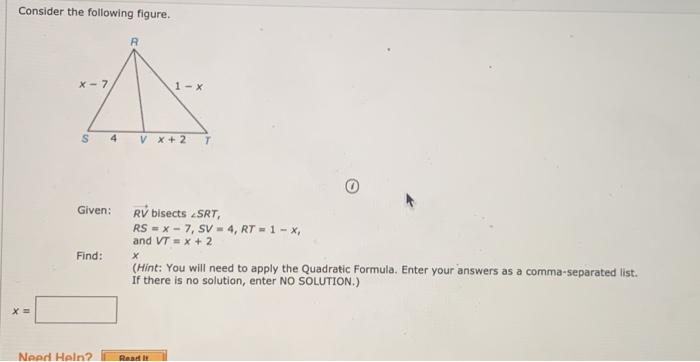 Solved Consider the following figure. x - 7 1 - X 4 VX + 2 т | Chegg.com