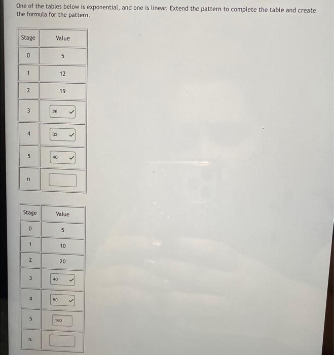 Solved One of the tables below is exponential, and one is | Chegg.com