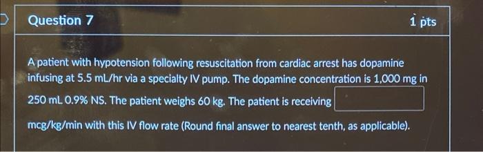 Solved A patient with hypotension following resuscitation | Chegg.com