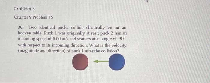 Solved 36. Two identical pucks collide elastically on an air | Chegg.com