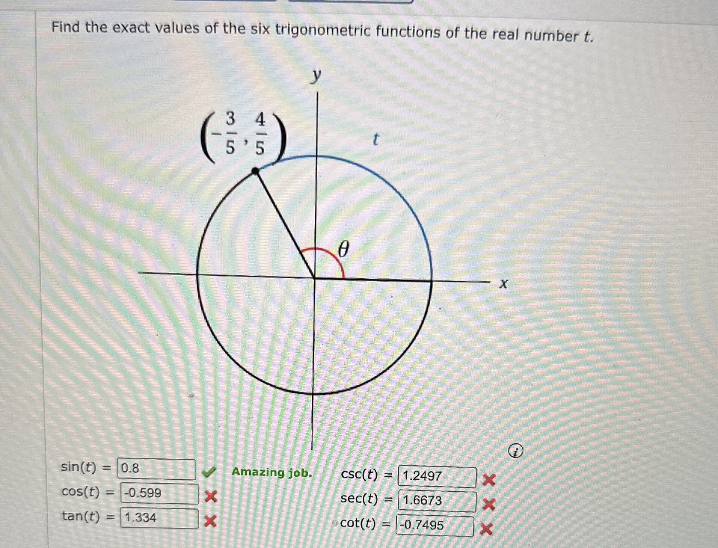 Solved Find the exact values of the six trigonometric | Chegg.com