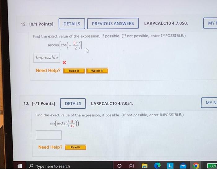Solved Find the exact value of the expression, if possible. | Chegg.com
