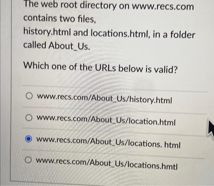 Solved The web root directory on www.recs.com contains two | Chegg.com