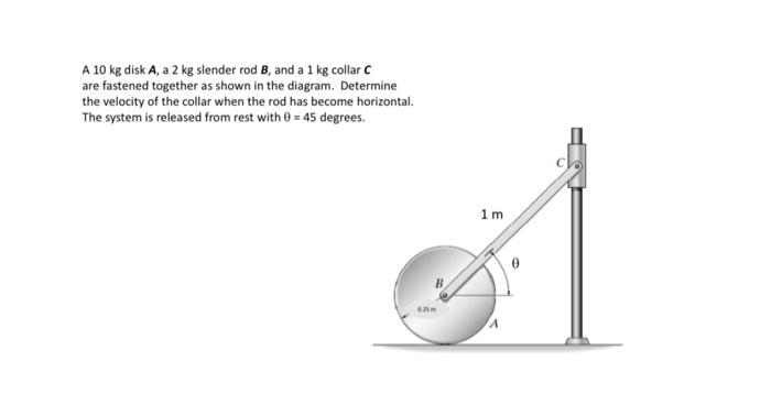 Solved A 10 kg disk A, a 2 kg slender rod B, and a 1 kg | Chegg.com Solved A 10 kg disk A, a 2 kg slender rod B, and a 1 kg | Chegg.com