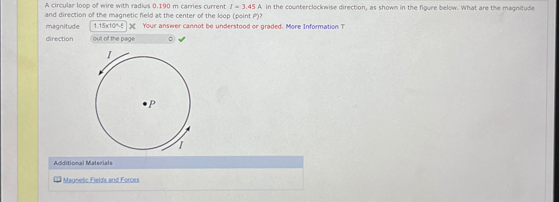 Solved A circular loop of wire with radius 0.190m ﻿carries | Chegg.com