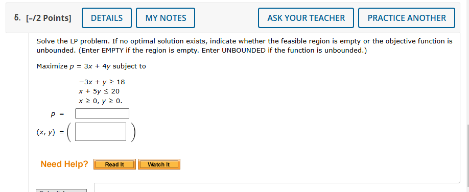 Solved Solve the LP ﻿problem. If no ﻿optimal solution | Chegg.com