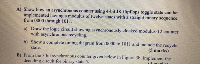 Solved A) Show how an asynchronous counter using 4-bit JK | Chegg.com