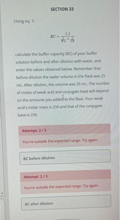 Solved SECTION 33 Using eq. 7: BC=1AA1+CB123 calculate the | Chegg.com
