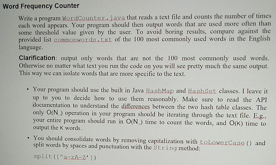 Solved Word Frequency Counter Write a program | Chegg.com