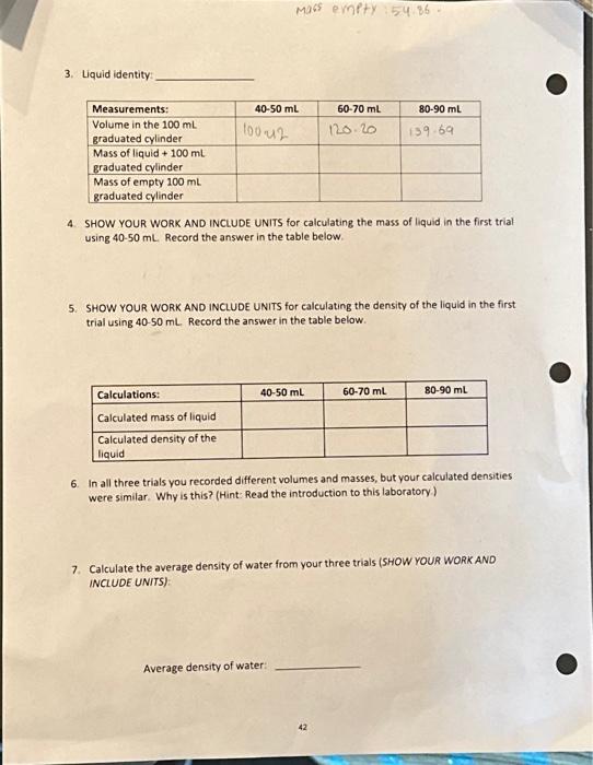 3. Liquid identity 4. SHOW YOUR WORK AND INCLUDE | Chegg.com