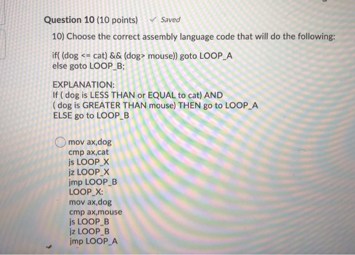Solved Question 10 (10 points) Saved 10) Choose the correct | Chegg.com