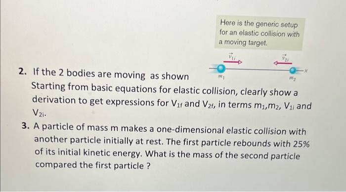 Solved Here is the generic setup for an elastic collision | Chegg.com
