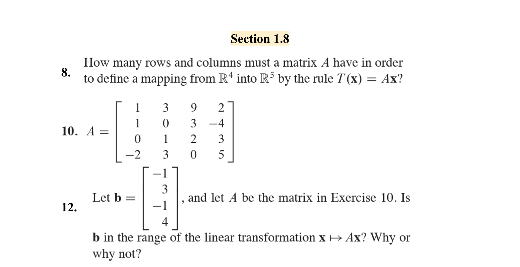 Solved Section 1.8How many rows and columns must a matrix A | Chegg.com