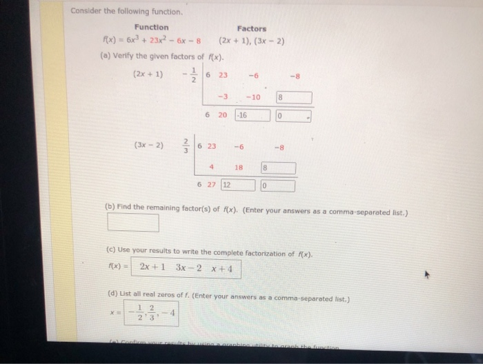 Solved Consider the following function, Function Factors Rx) | Chegg.com