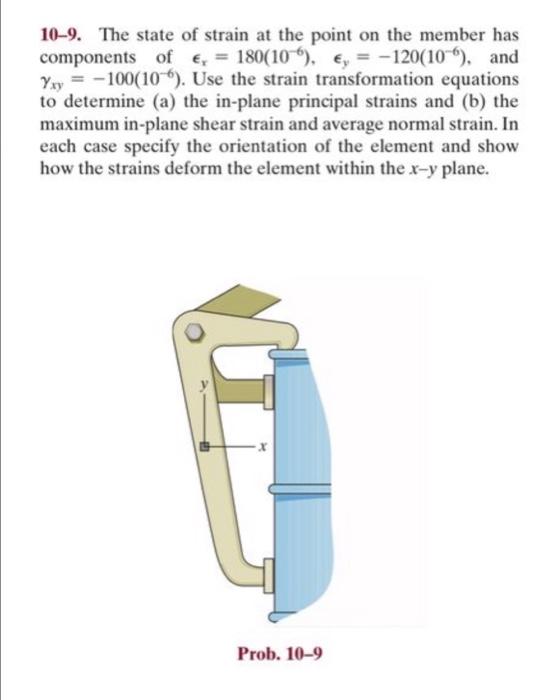 [Solved]: 10-9Please help 10-9. The state of strain at the p