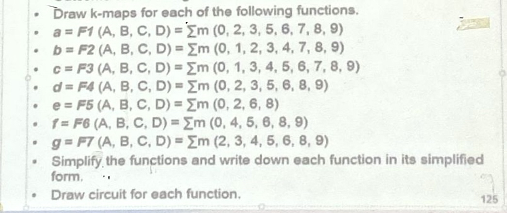 Draw k-maps for each of the following | Chegg.com