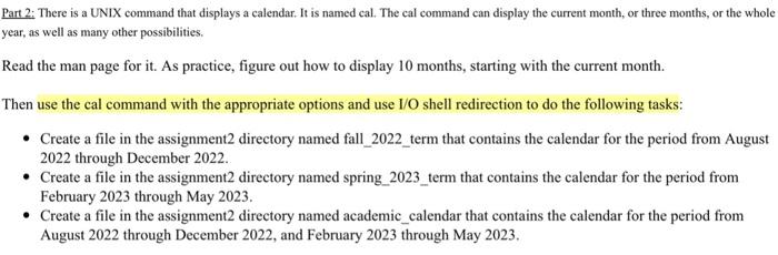 Solved Part 2. There is a UNIX command that displays a | Chegg.com