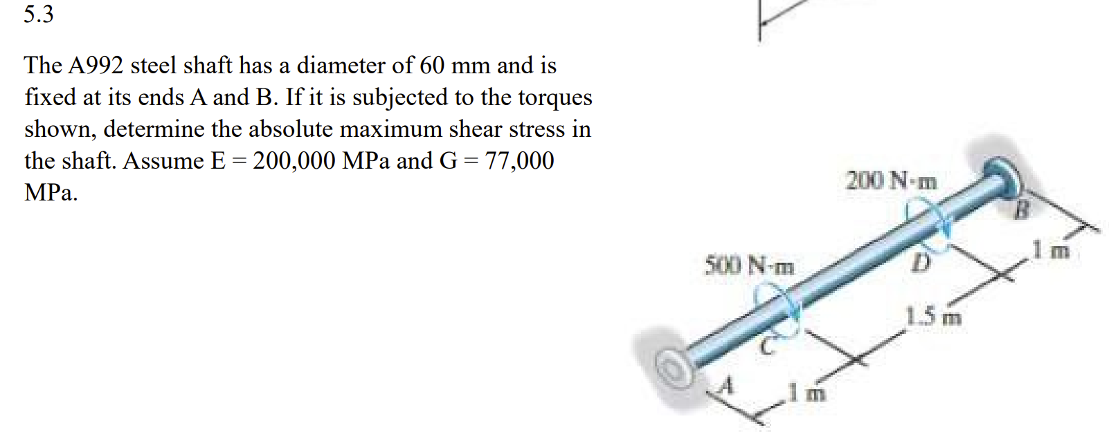 Solved 5.3The A992 steel shaft has a diameter of 60mm and | Chegg.com Solved 5.3The A992 steel shaft has a diameter of 60mm and | Chegg.com
