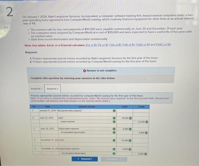 Solved On January 1, 2024, Nath-Langstrom Services, | Chegg.com